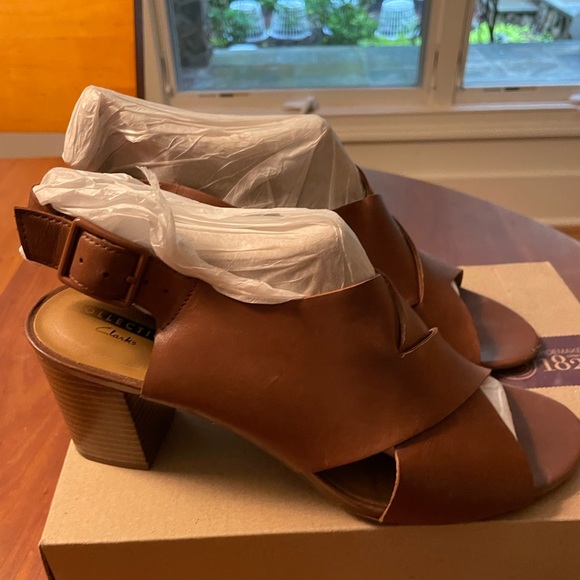 Clarks | Shoes | Clarks Bold Crisscross Neutral Sandal With Block Heel ...